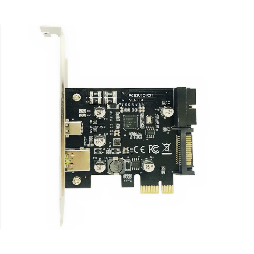 PCI-E Card USB 3.1 Type-C USB-C to 19Pin PCIe PCI-E 1X Riser Card with ...