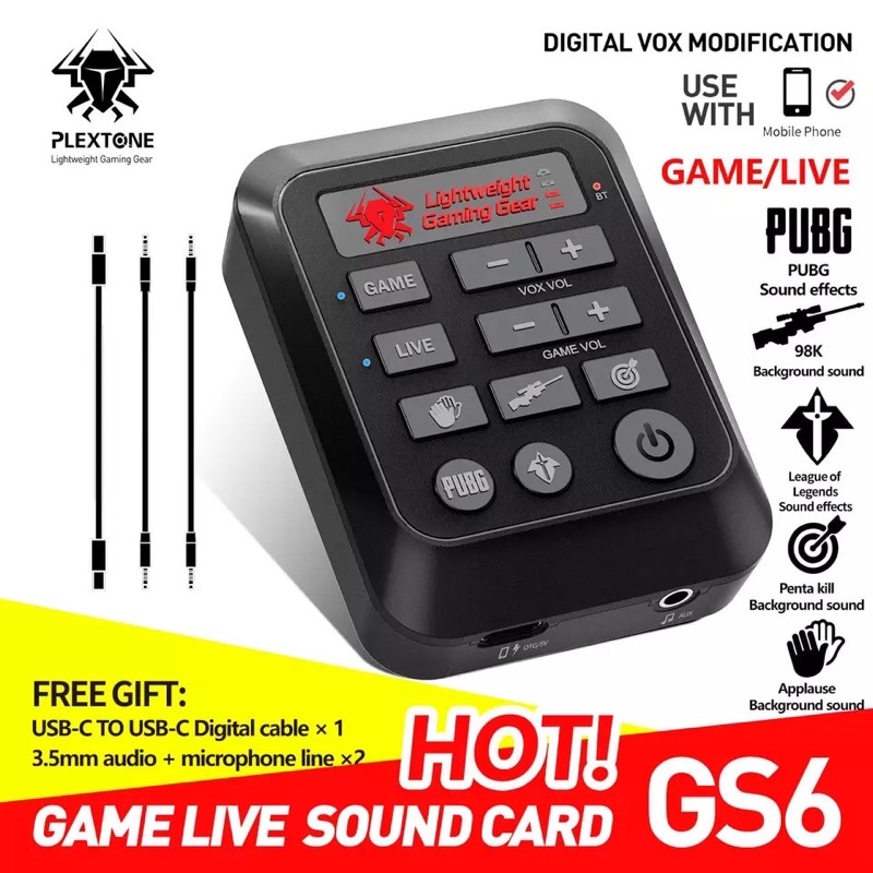 PLEXTONE GS6เกมเสียงสดการ์ดผสมสตรีมมิ่ง3.5มม.& USB-C อินเทอร์เฟซเกม ...