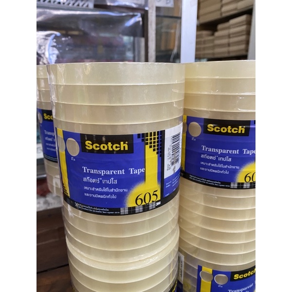 เทปใส สก็อตเทป 3M Scotch 605 ขนาด 1/2นิ้ว 3/4นิ้ว 1 นิ้ว ยาว 66เมตร (1 ...