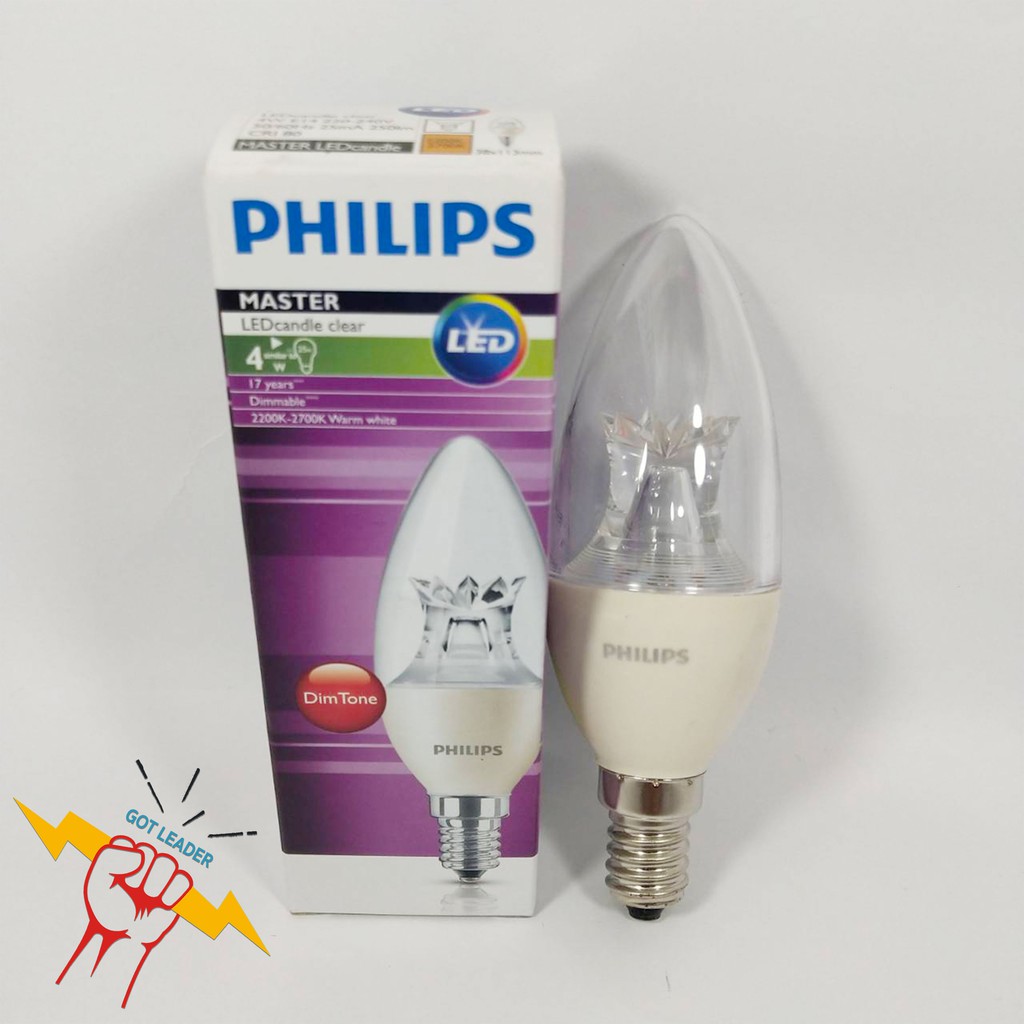 หลอดไฟฟิลิปส์ LED DIM CANDLE 4W Warm White E14 PHILIPS LED DT 4W E14 27K DT | Shopee Thailand