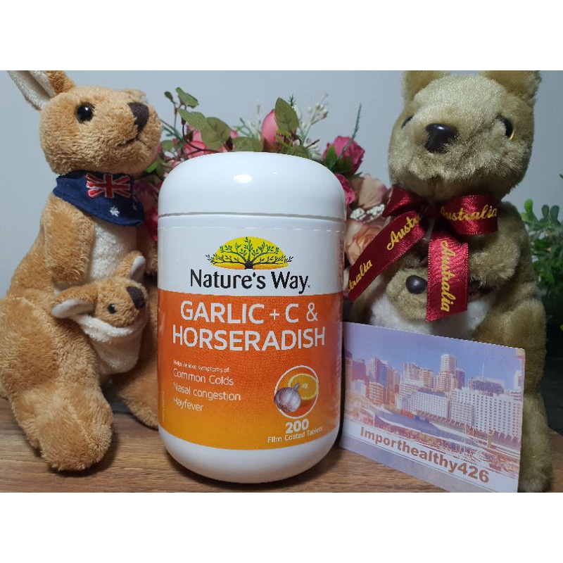 Nature's Way Garlic + C & Horseradish วิตามินซี กระเทียม จำนวน 200 เม็ด ...
