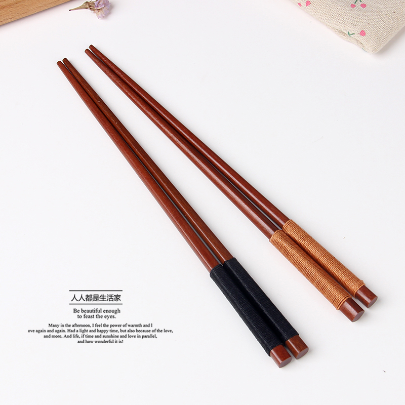 Kitchen Wooden Chopsticks Japanese Style Tableware Non-Slip Solid Wood ...