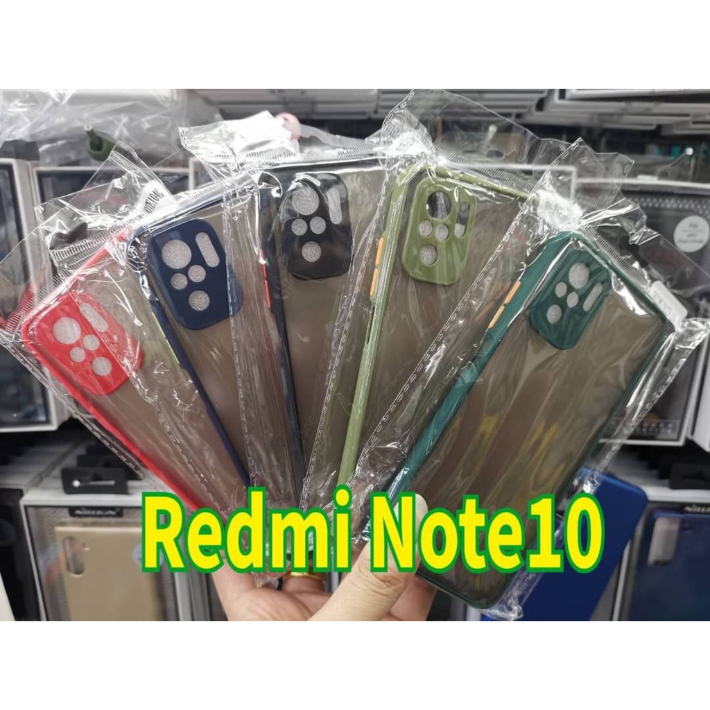 Xiaomi Redmi Note 10 Case TPU ฝาหลัง ขอบสี หลายสี ฝาหลัง แบบขุ่น คลุม ...