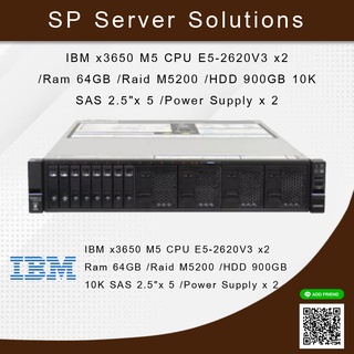 IBM x3650 M5 CPU E5-2620V3 x2 /Ram 64GB /Raid M5200 /HDD 900GB 10K SAS ...