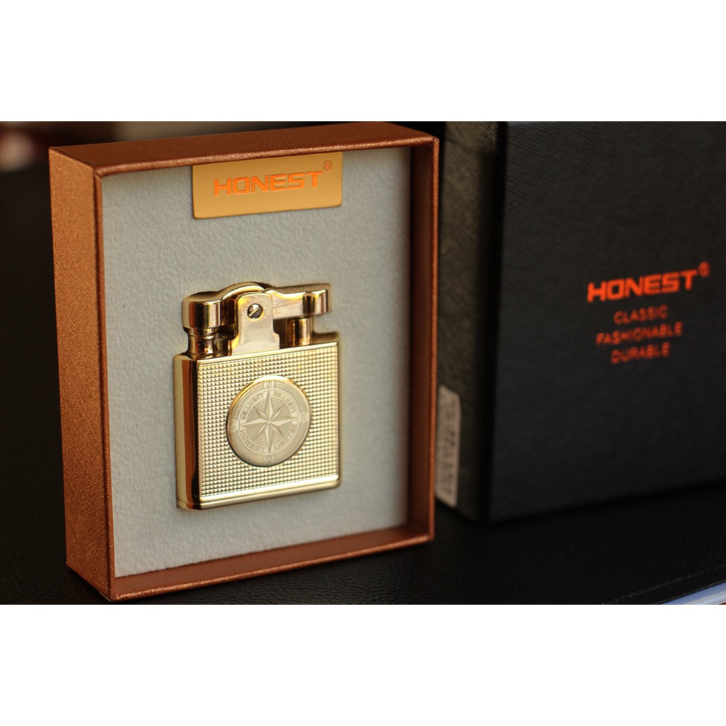 ไฟแชคทองเหลืองแท้ Honest Promise Luxury Lighter สีทอง ลายเข็มทิศคลาสสิค ...