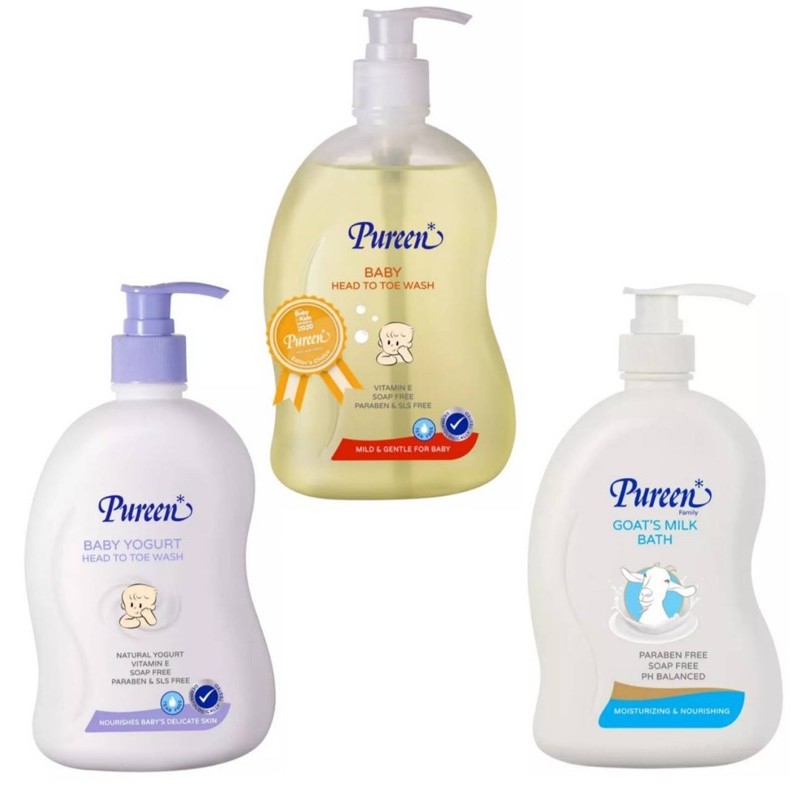 Pureen เพียวรีน สบู่เหลว แฟมิลี่ โกท มิลค์ และเบบี้เฮดทูโทวอช ขนาด 500 ...