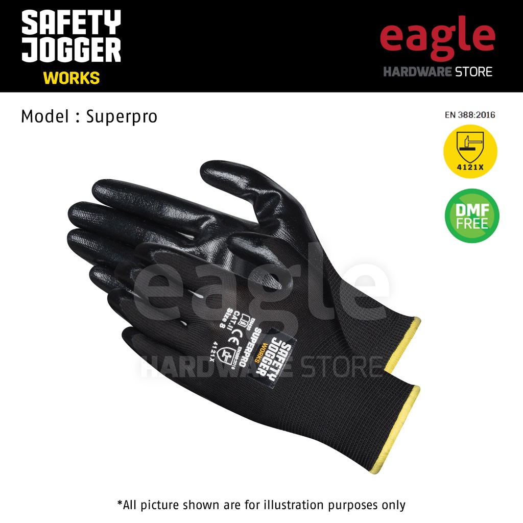 ถุงมือโพลีเอสเตอร์ Jogger Superpro เพื่อความปลอดภัย (ขนาด : 8 & 9 ...