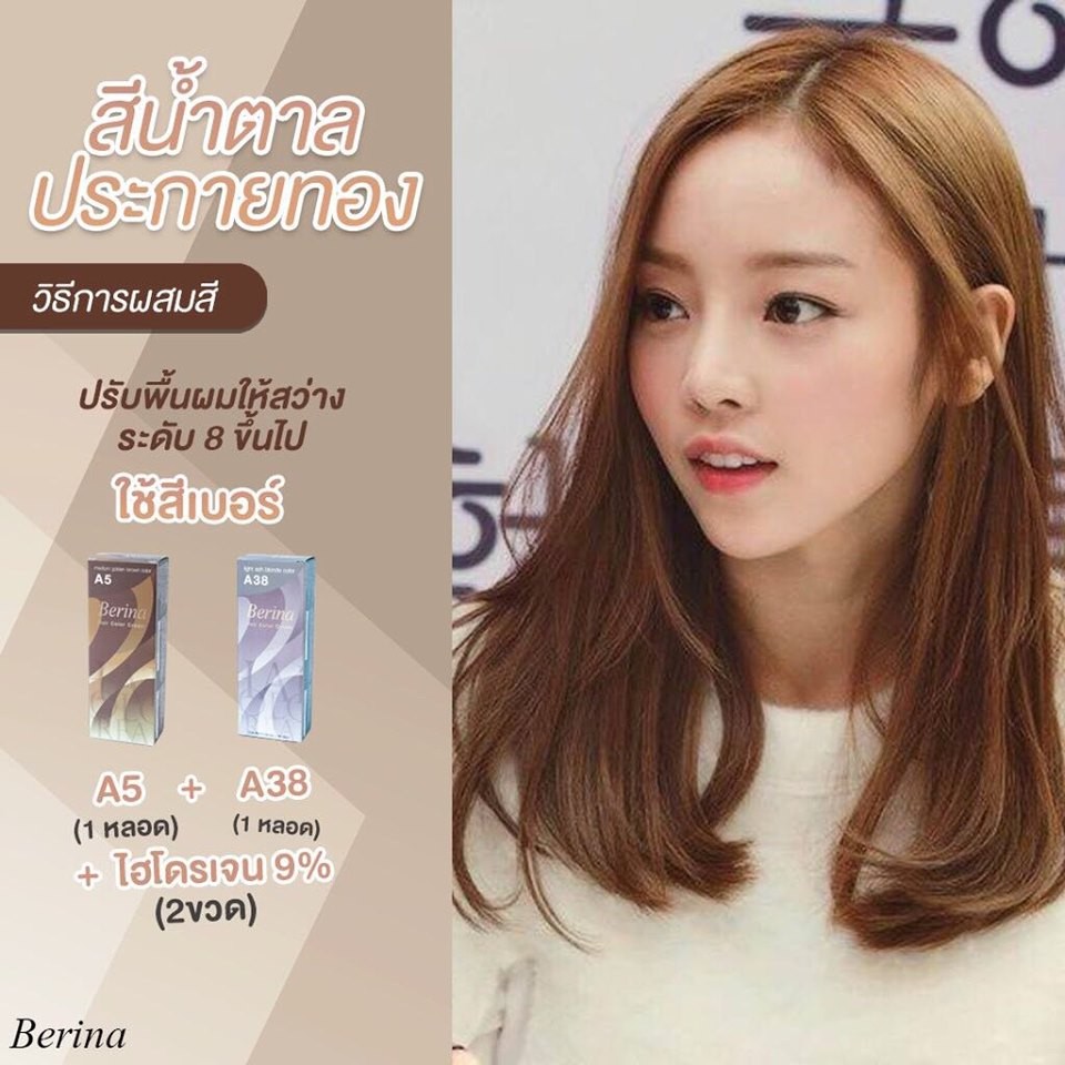 เบอริน่า เซตสี A5+A38 สีน้ำตาลประกายทอง สีผม สีย้อมผม ครีมย้อมผม ...