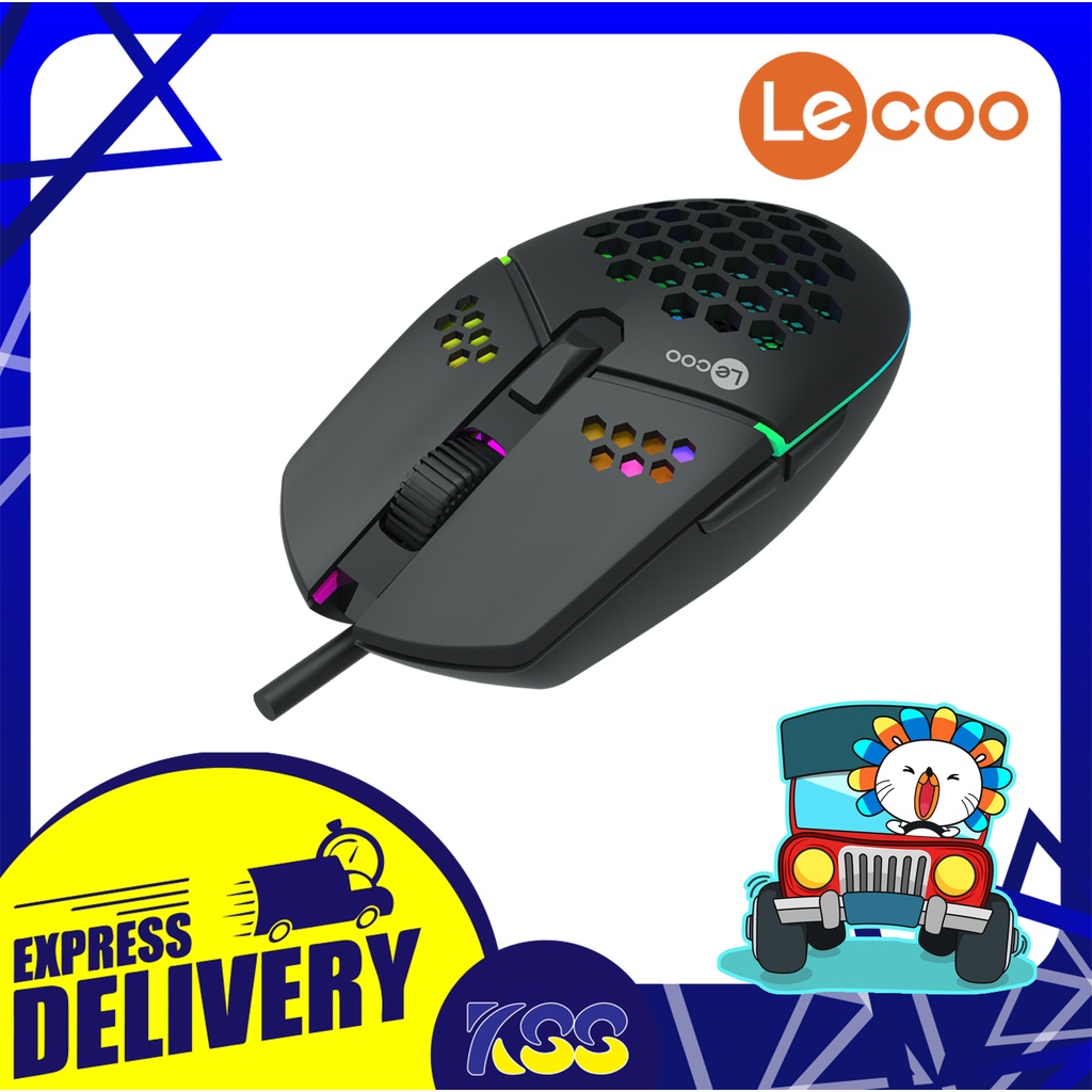 เม้ามีไฟ เมาส์เกมมิ่งส์ LECOO by LENOVO MS105 WIRED MOUSE BLACK รับประกัน 1 ปี | Shopee Thailand