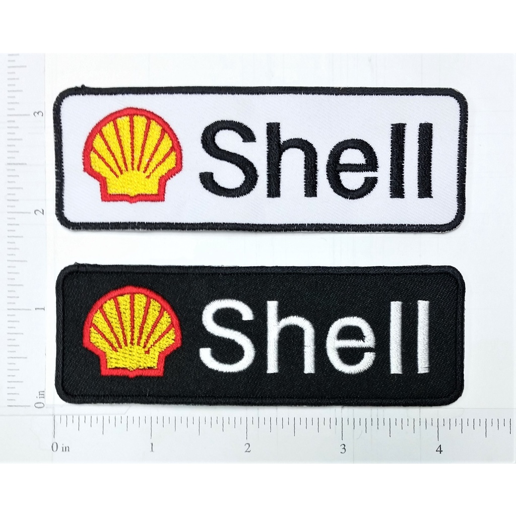 SHELL Logo เชลล์โลโก้ ตัวรีดติดเสื้อ เย็บติดเสื้อ อุปกรณ์ตกแต่งเสื ...