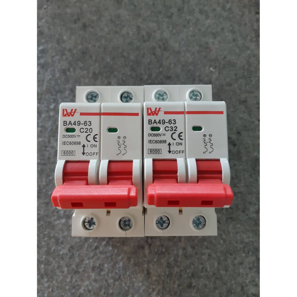DC Circuit Breaker 2P 32A หรือ 20 A DC 500V เบรคเกอร์ไฟฟ้า LW ใช้กับไฟ DC สำหรับงานโซลาร์เซลล์ ...