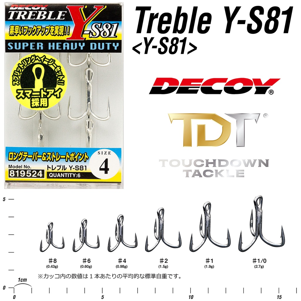 DECOY Y-S81 TREBLE *** ตัวเบ็ดสามทาง ปลายตรง ทรงยอดนิยม JAPAN 100% *** | Shopee Thailand