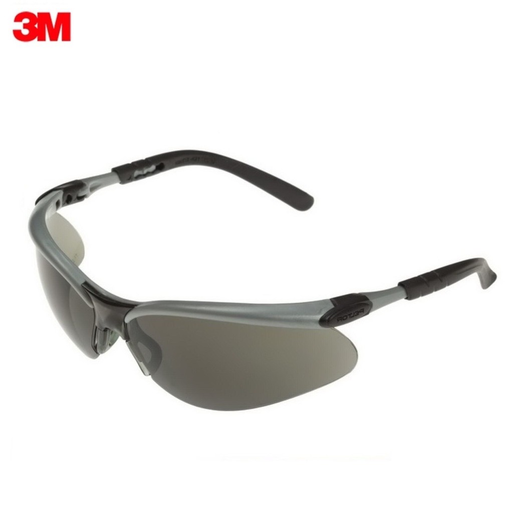 3M แว่นนิรภัย (แว่นเซฟตี้) 11381 แว่นนิรภัย กรอบสีเทา เลนส์ดำ กันรอย ...