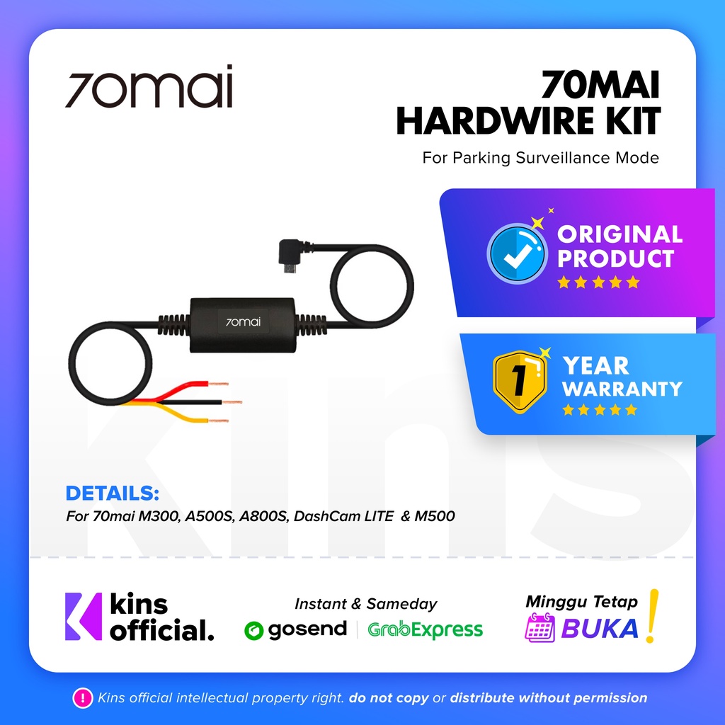 70mai Hardwire Kit / 70mai Dashcam Hardwire Kit สําหรับที่จอดรถ Dash ...