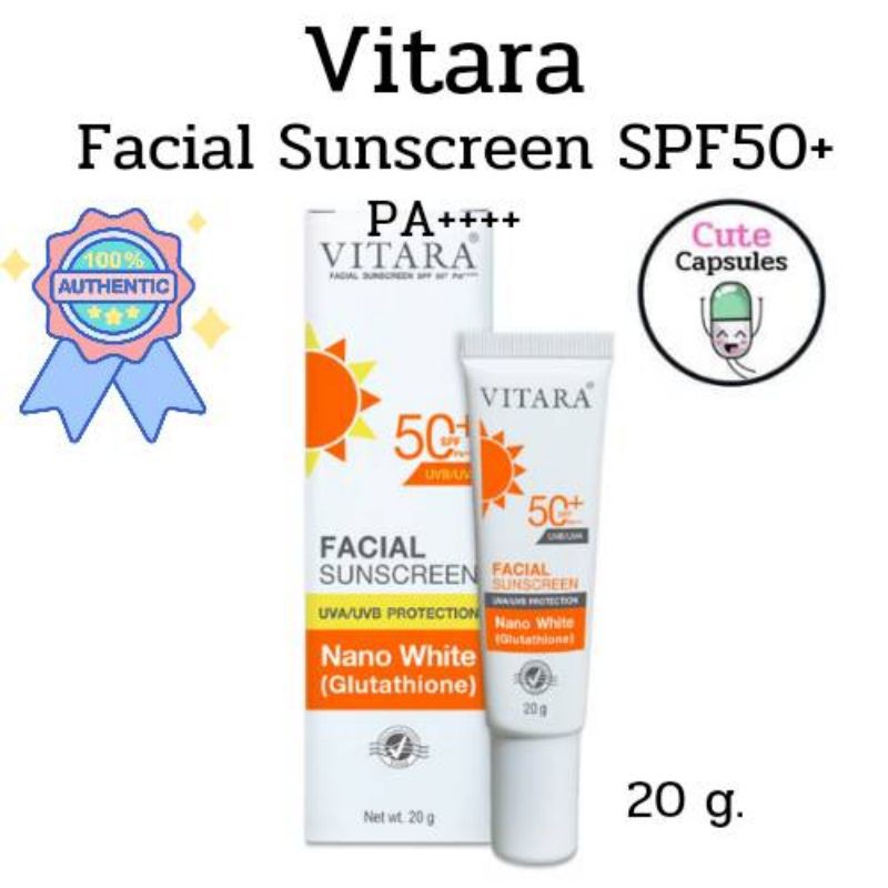 Vitara Facial Sunscreen SPF 50+ PA++++(20g.) ถูกสุด ของแท้ พร้อมส่ง ...