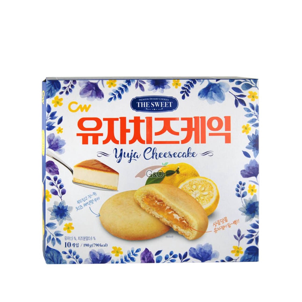 cw chewy yuja cheese cake 190g คุกกี้เกาหลีรสชีสเค้กสอดไส้แยมส้มยูสุ 청우 ...
