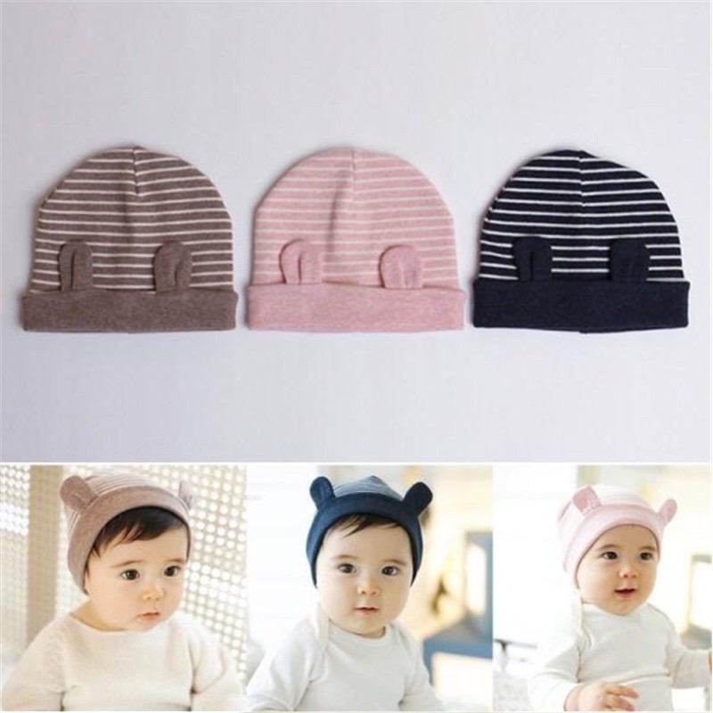 (พร้อมส่ง) หมวกบีนนี่ unisex เด็ก เบบี๋ หมวกทารก baby hat beanie คอตตอน ...