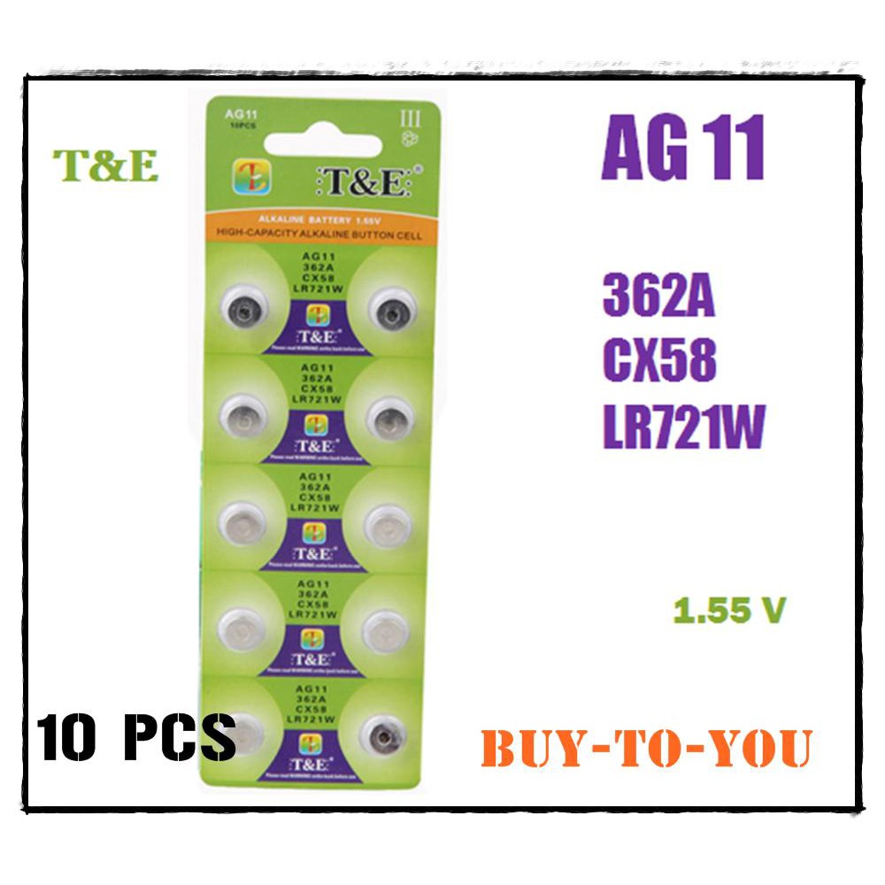 ของใหม่ AG11 ถ่านกระดุม T&E รุ่น AG11 LR721 362 SR721 162 1.55 V | Shopee Thailand