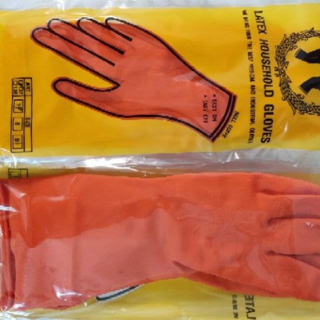 💢ถุงมือ(12คู่) ถุงมือยางส้มตรารวงข้าว เอนประสงค์💢 | Shopee Thailand
