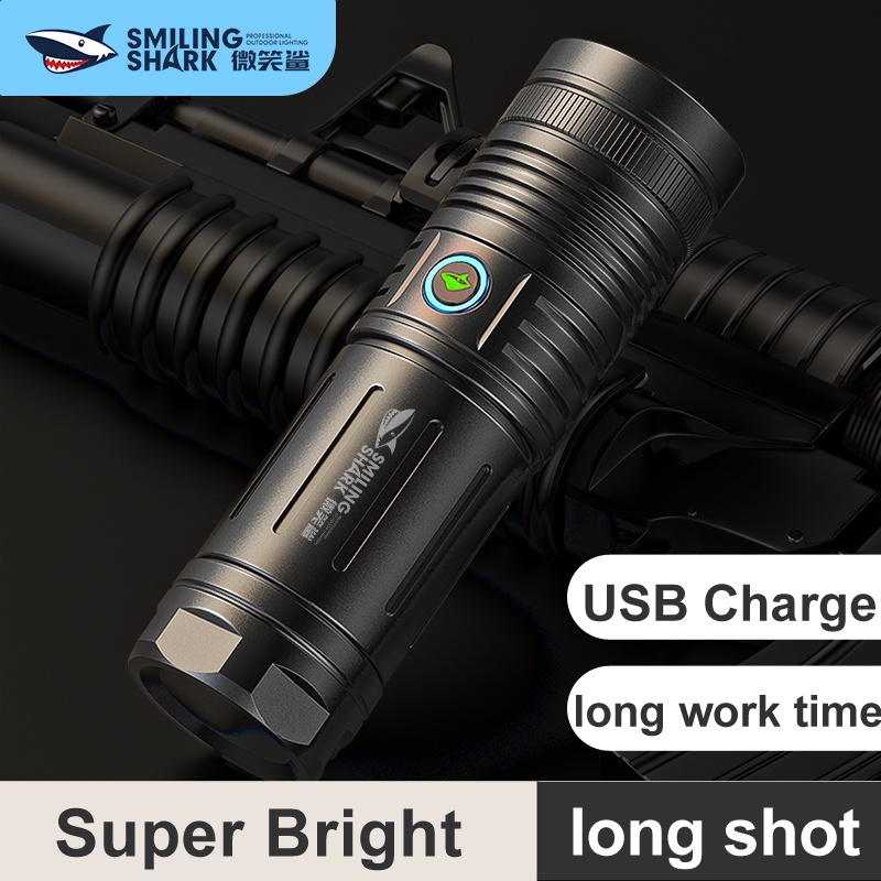 Smiling Shark SD-6005 ไฟฉาย led แบบชาร์จไฟได้ Super bright 2000 lumen ...