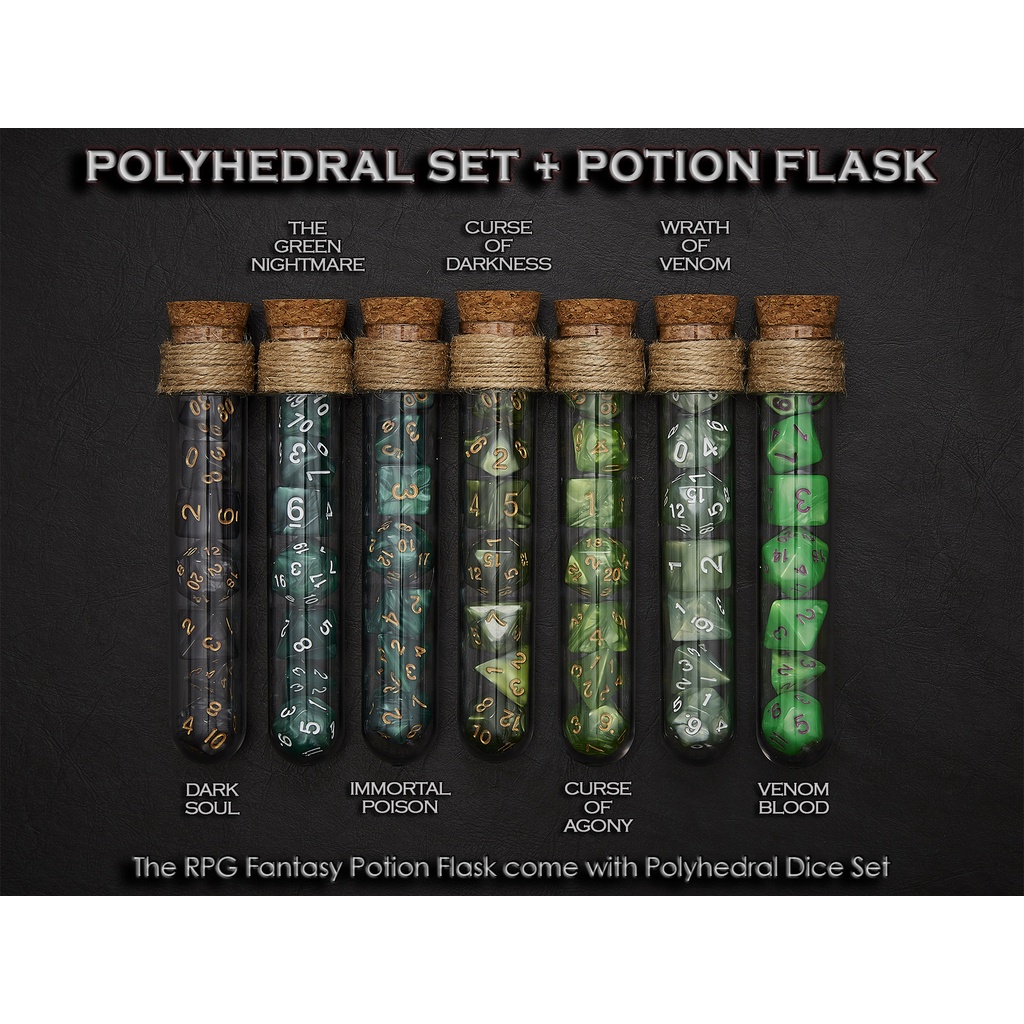 Potion Flask with Dice Set of 7 | ลูกเต๋า Dice For DnD D&D MTG RPG TRPG ...