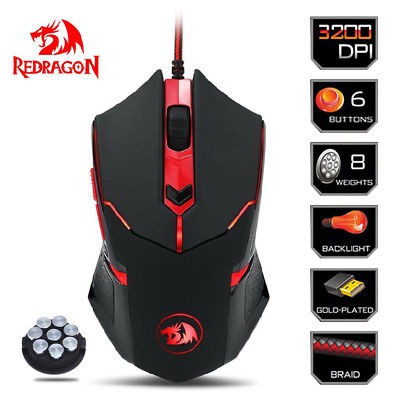 Redragon M601 Gaming Mouse Wired with red led, 3200 DPI 6 Buttons ...
