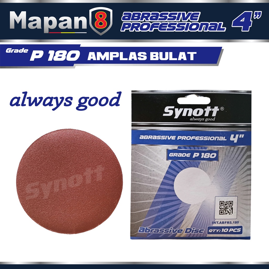 ตะแกรงกระดาษทรายกลม 4 นิ้ว ละเอียด พี 180 SYNOTT (ราคา 1 แพ็ค บรรจุ 10 ...