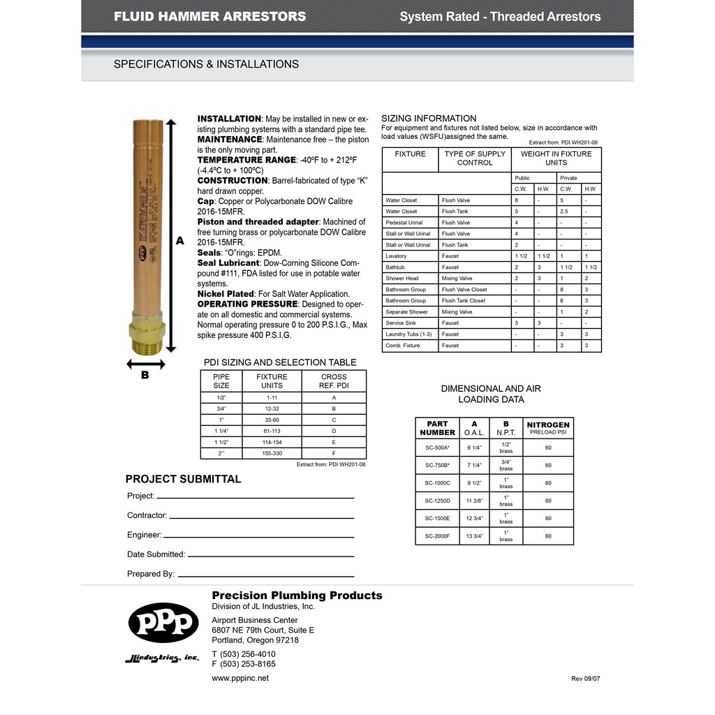PPP ARRESTORS WATER HAMMER (ป้องกันการกระแทกของคลื่นน้ำ) | Shopee Thailand