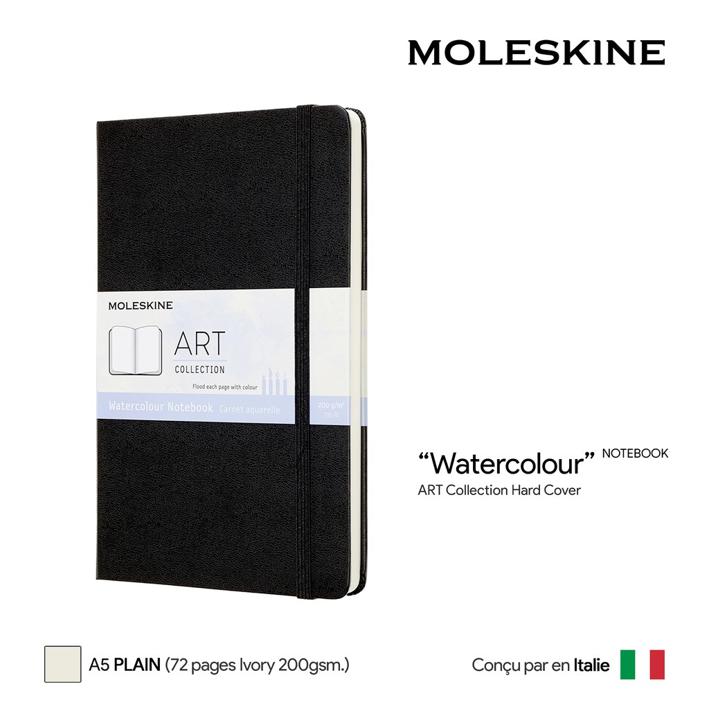 Moleskine Watercolour Notebook Large Hard Cover (A5) (Black) - สมุดวาด ...