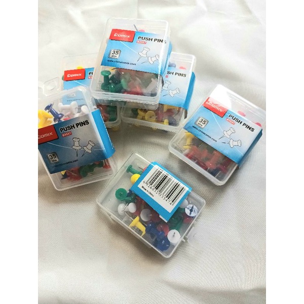 หมุดสีปักกระดาษ Comix ขนาด 35 ตัว คละสีใน 1 กล่อง | Shopee Thailand