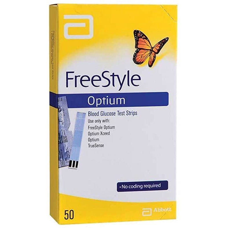 แผ่นทดสอบน้ำตาลในเลือด Abbott FreeStyle Optium Blood Glucose Test ...
