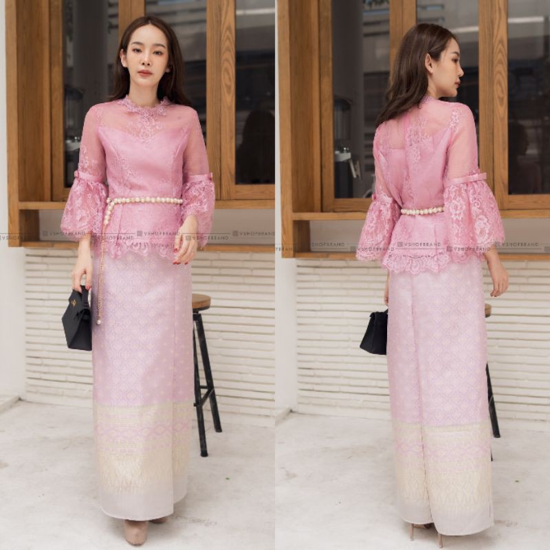 ชุดไทยประยุกต์ ชุดทำบุญ Vshop BRAND | Shopee Thailand