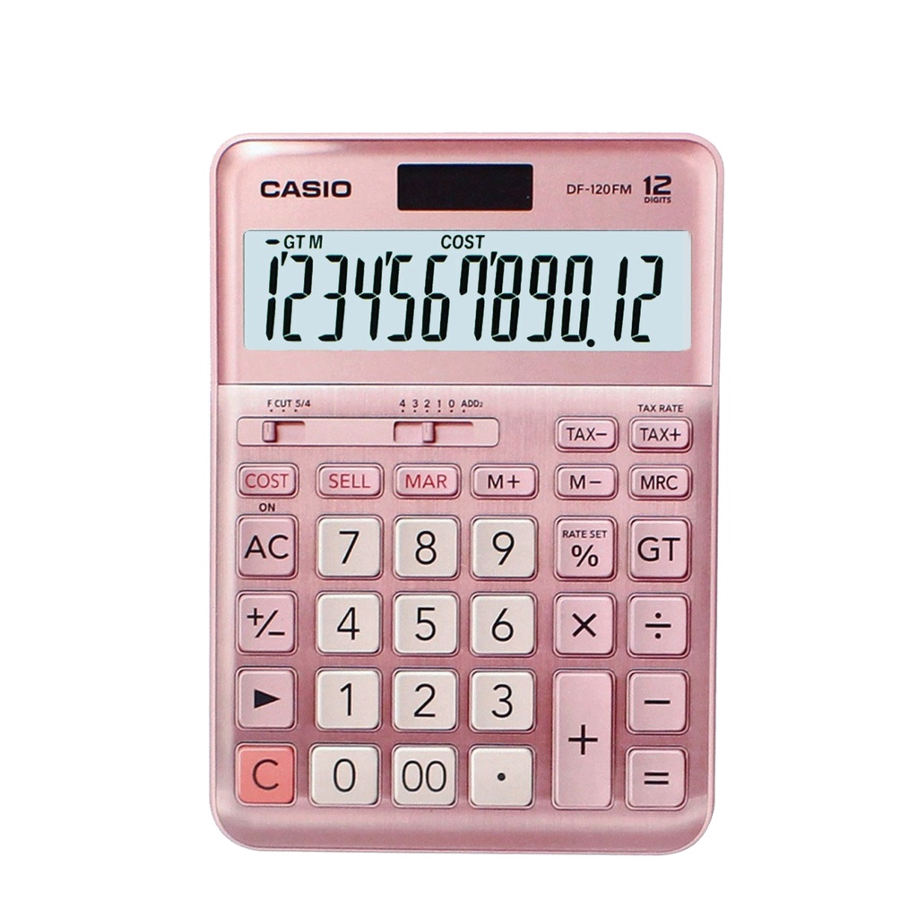 Casio Calculator เครื่องคิดเลข คาสิโอ รุ่น DF-120FM-PK แบบตั้งโต๊ะดีไซน์โค้งมน ขนาดพอเหมาะ 12 ...
