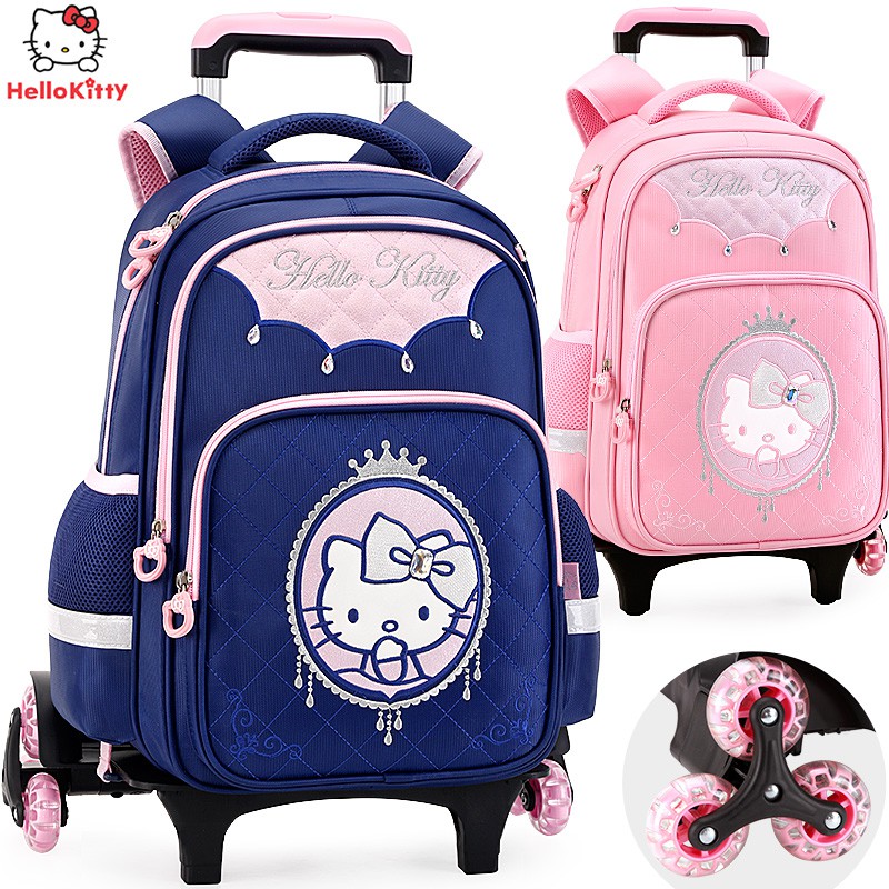 Hello Kitty Trolley Schoolbag Girls 1-3-4 Grade 6-12 Years Old Girls ...