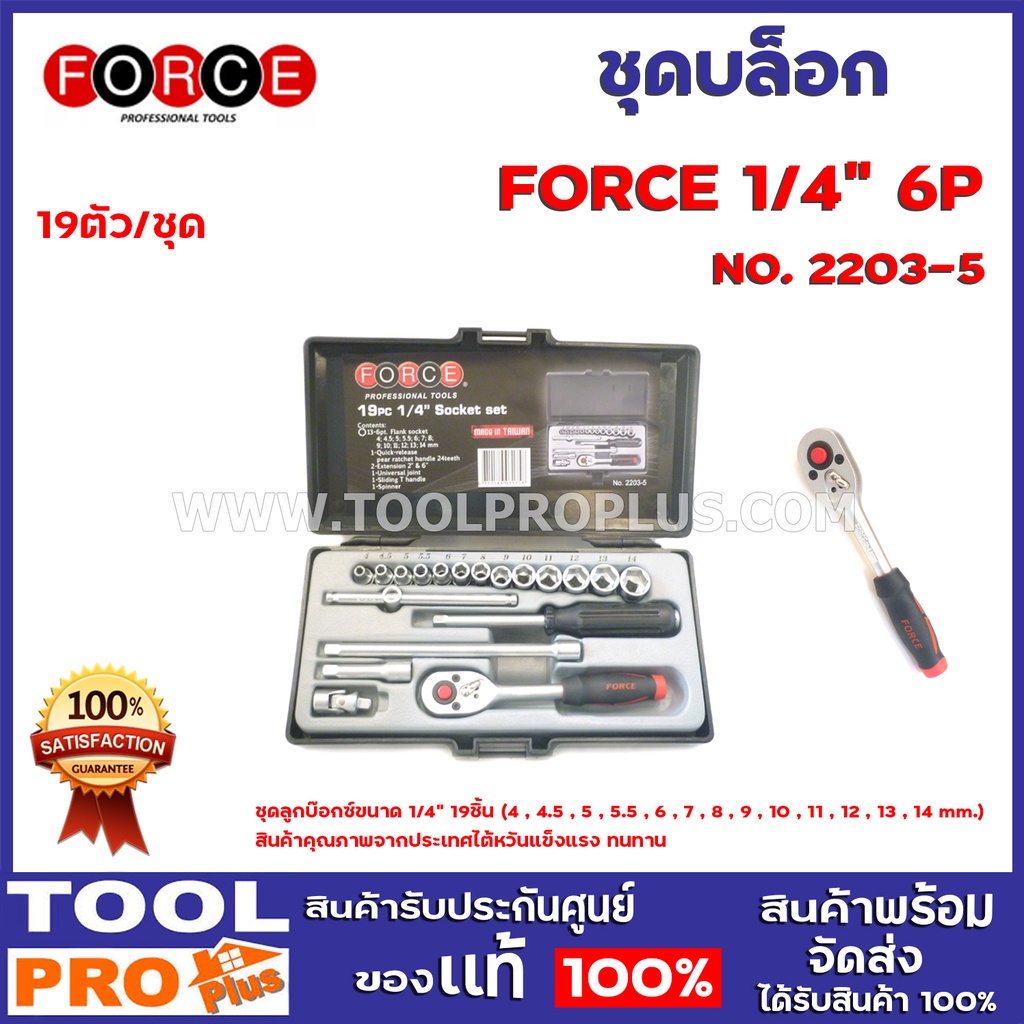 ชุดบล็อก FORCE 2203-5 6P 1/4" 19ชิ้น สินค้าคุณภาพจากประเทศไต้หวัน ...