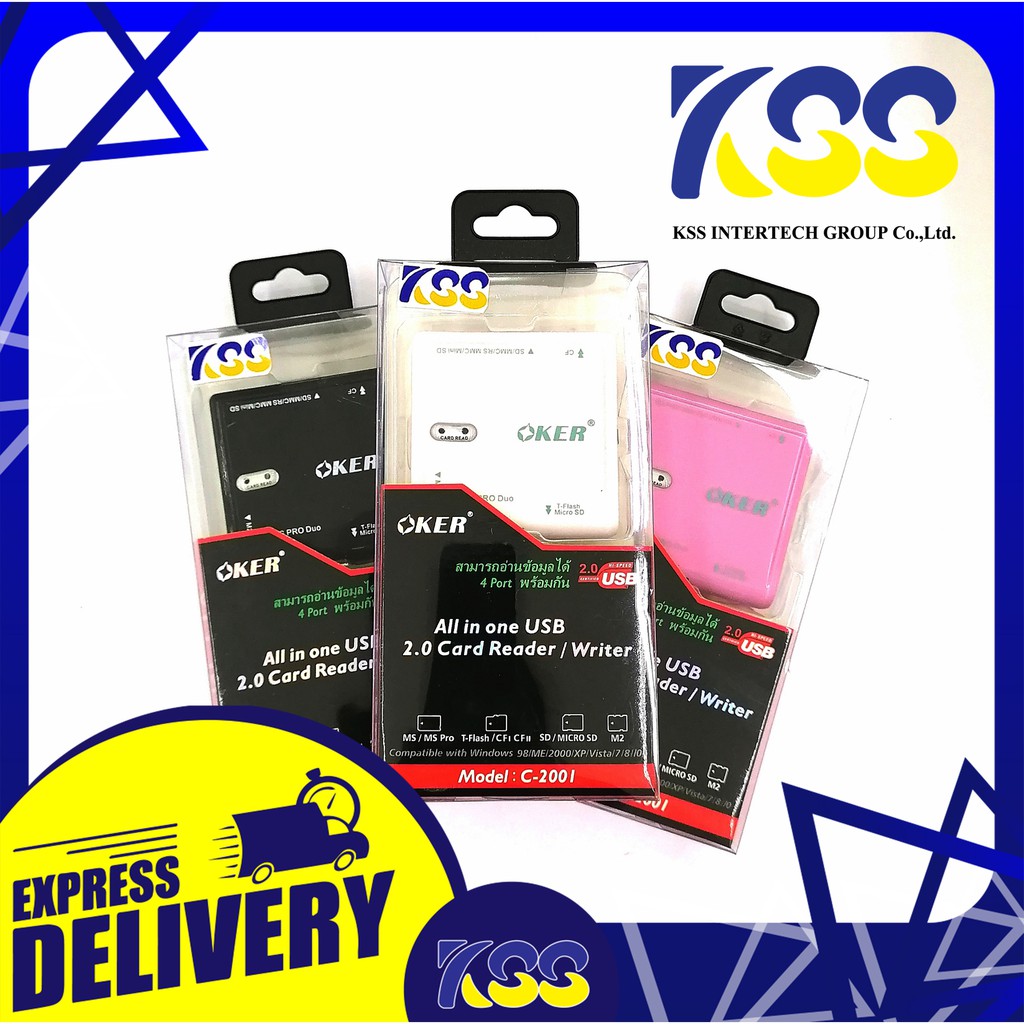 อุปกรณ์อ่านการ์ด การ์ดรีดเดอร์ Oker Card reader C-2001 USB 2.0 รับ ...