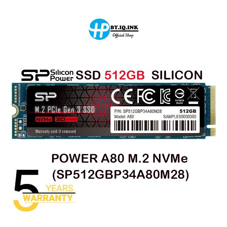 512 GB SSD (เอสเอสดี) SILICON POWER A80 M.2 NVMe (SP512GBP34A80M28 ...