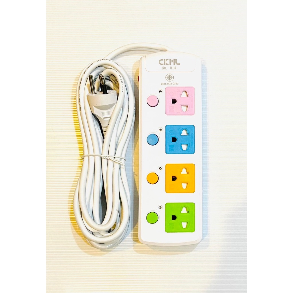 ปลั๊กราง 4 ช่อง CKML 814 (USB) พร้อมสวิตซ์เปิดปิดแต่ล่ะเต้ารับ มีขนาด 3 ...