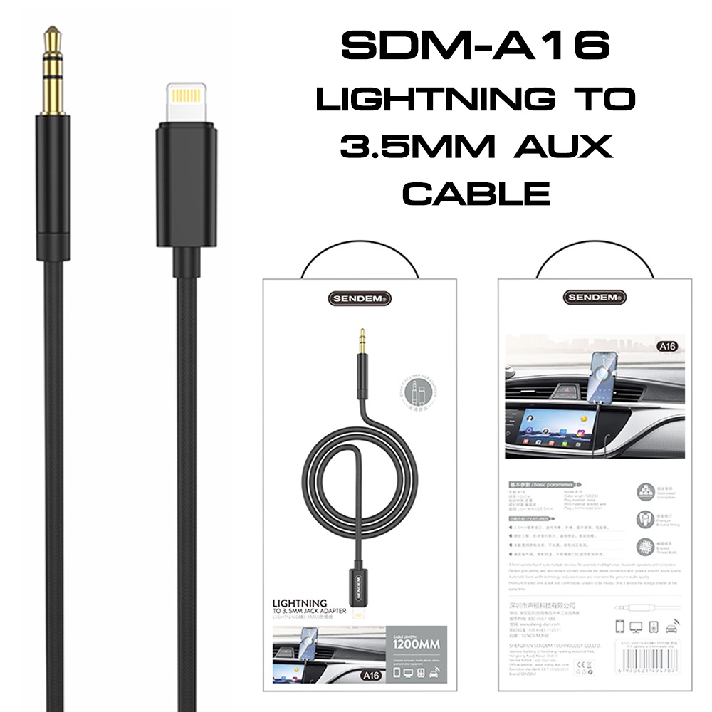 Sendem A15/A16 LN/Type-C TO 3.5mm Jaxk Adapter สายสัญญาณเสียง AUX ...