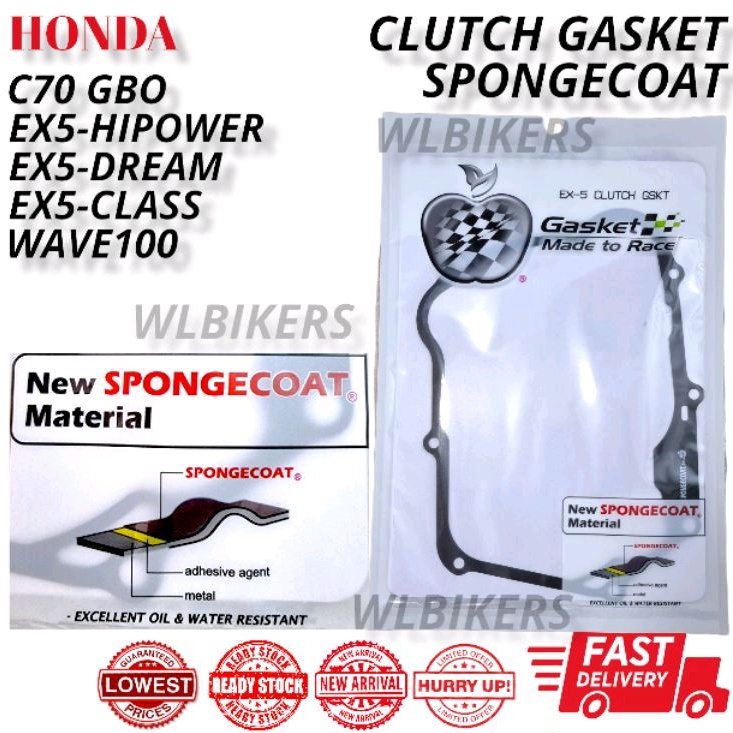 Honda EX5 HIPOWER DREAM C70 GBO WAVE100 CLASS CLUTCH GASKET ENGINE SPONGEBOAT - ใหม่ COMING ...