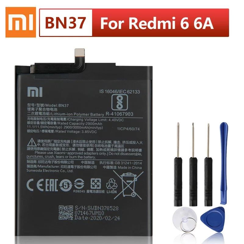 Original XIAOMI BN37เปลี่ยนแบตเตอรี่สำหรับXiaomi Mi Redmi6 Redmi 6 ...