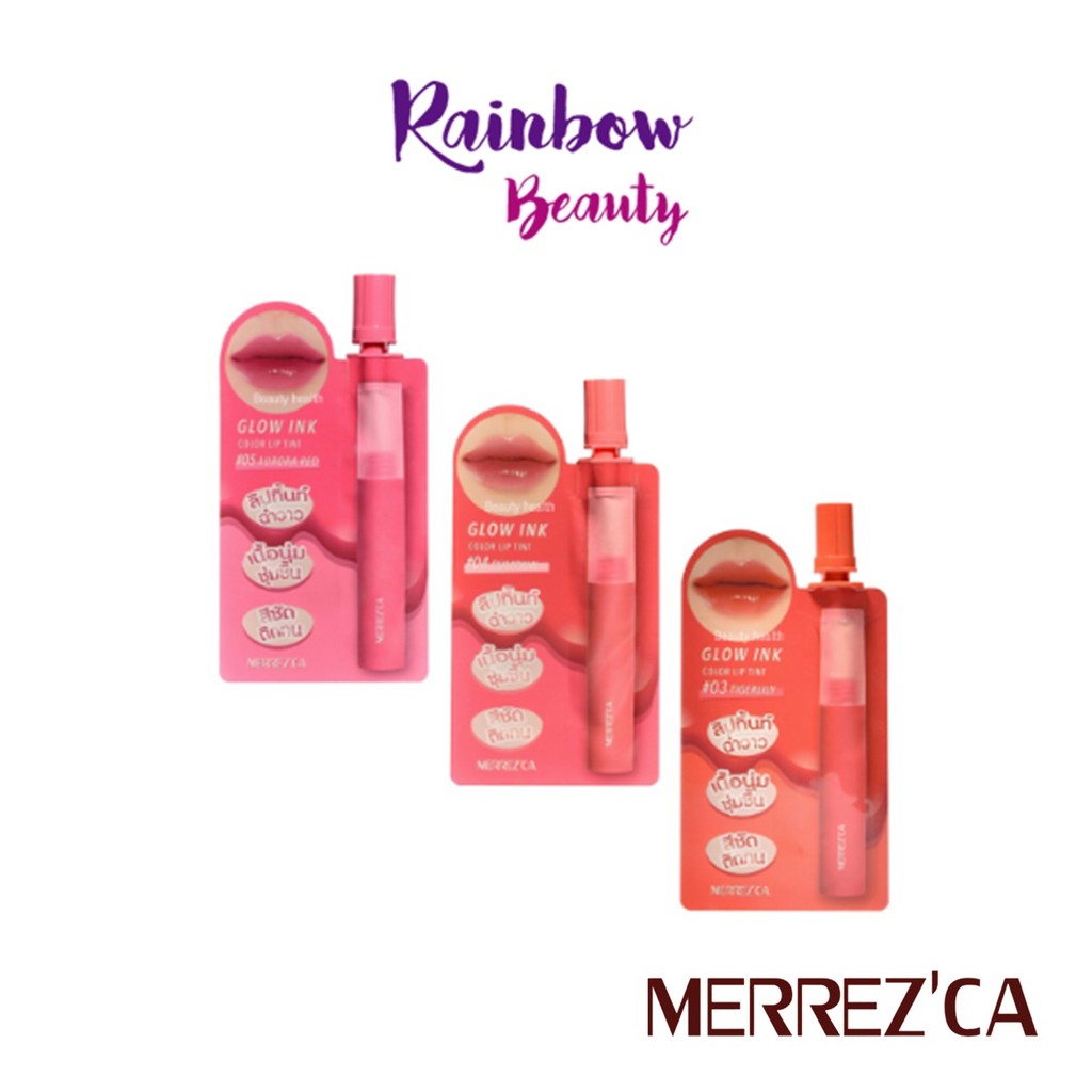 (1 ซอง 2 มล.) Merrezca Glow ink Color lip tint ลิปทินต์ ลิปเมอ ติดทนยาว ...