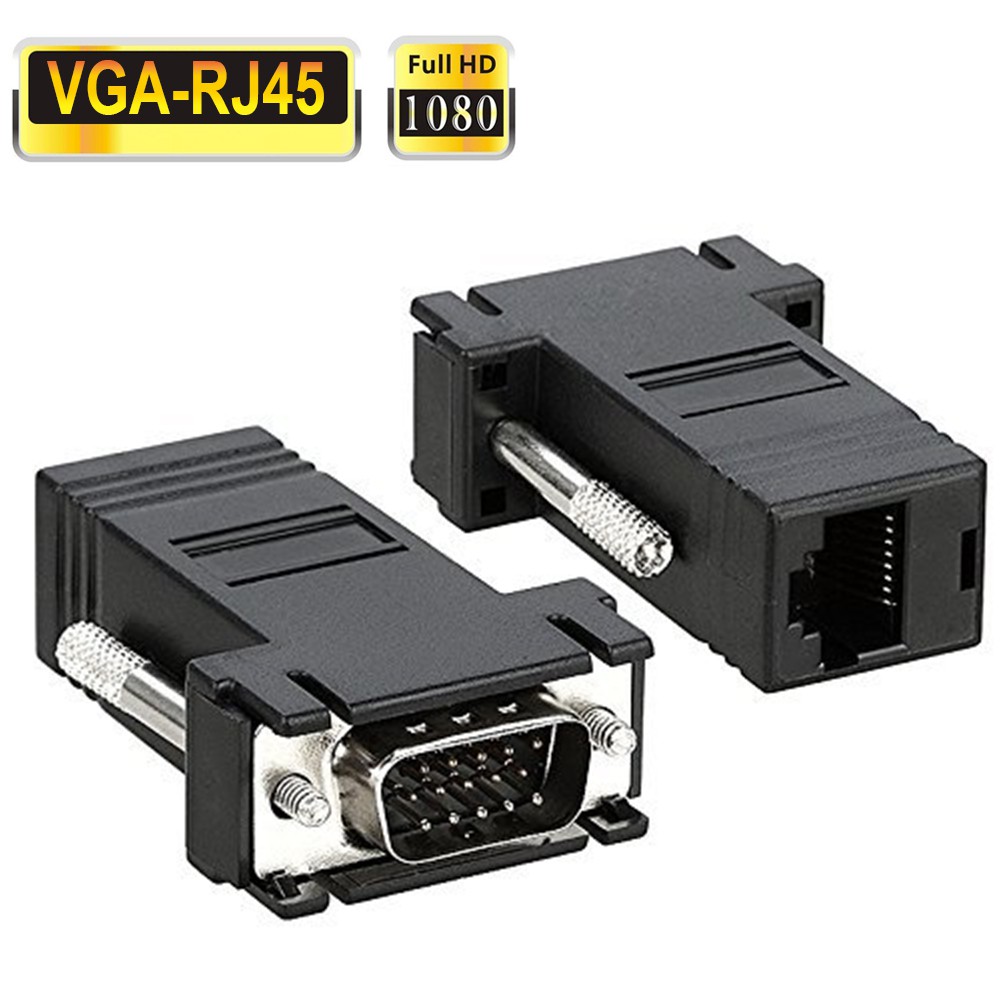 2Pack VGA Extender Male to LAN CAT5 CAT5e CAT6 RJ45 Network Cable ...