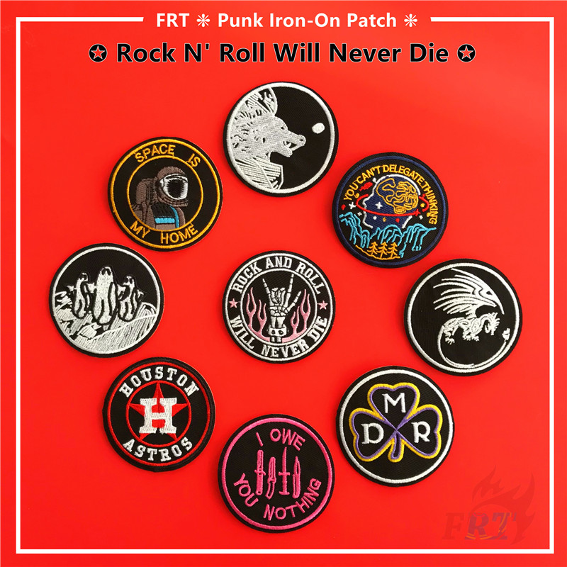 ☸ แผ่นรีดติดเสื้อ ลาย Rock N' Roll Will Never Die สไตล์พังก์ ☸ แผ่นแพทช์รีดติดเสื้อ DIY 6 ซม. 1 ...
