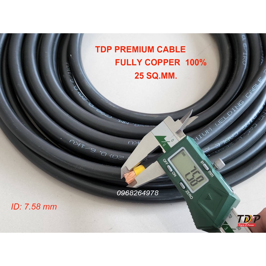 สายเชื่อมไฟฟ้า-สายไฟแบตเตอรี่ TDP PREMIUM CABLE ขนาด 25 SQ.MM FULLY COPPER BLACK (ราคา/1เมตร ...