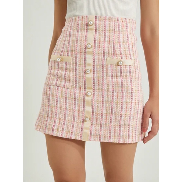 [Pomelo] Tweed Button Up Skirt - Pink (Size S) | Shopee Thailand