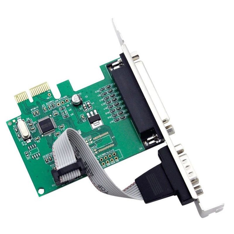 PCI Express RS-232 Serial Port COM & DB25 เครื่องพิมพ์พอร์ตขนาน LPT TO ...