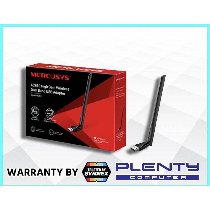 ตัวรับสัญญาณไวไฟMERCUSYS (MU6H) AC650 High Gain Wireless Dual Band USB ...