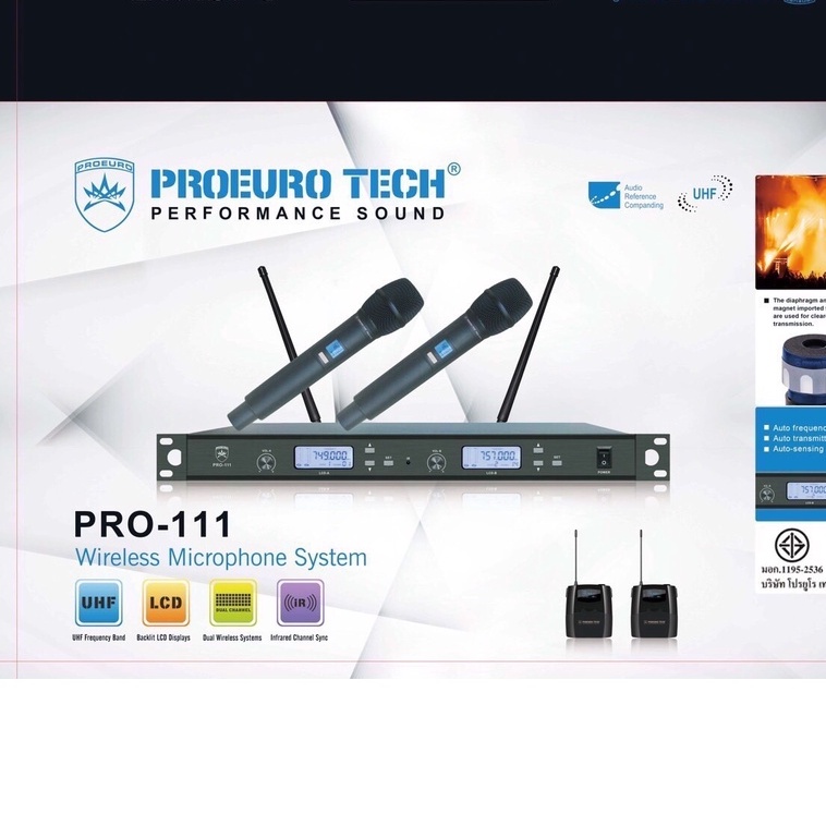 PROEUROTECH รุ่น PRO111 ไมค์ลอยคู่ ปรับคลื่นUHFแท้ | Shopee Thailand