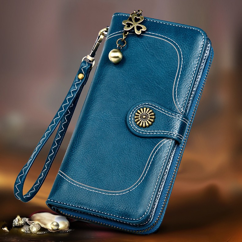 Premium BLUE LEATHER Womens PARTY WALLET FASHION KOREA BATAM BRANDED ...